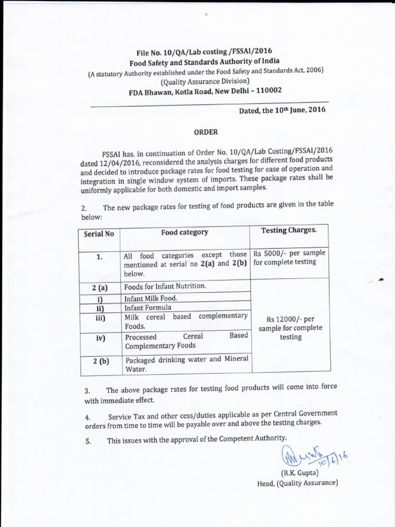Order Testing Charge 10-06-2016 | PDF