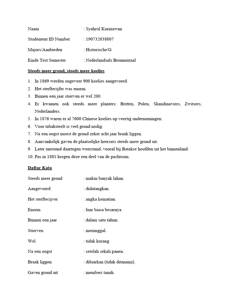 Syahrul Kurniawan 190732638807 UAS Bahasa Belanda Sumber | PDF | Kajian ...