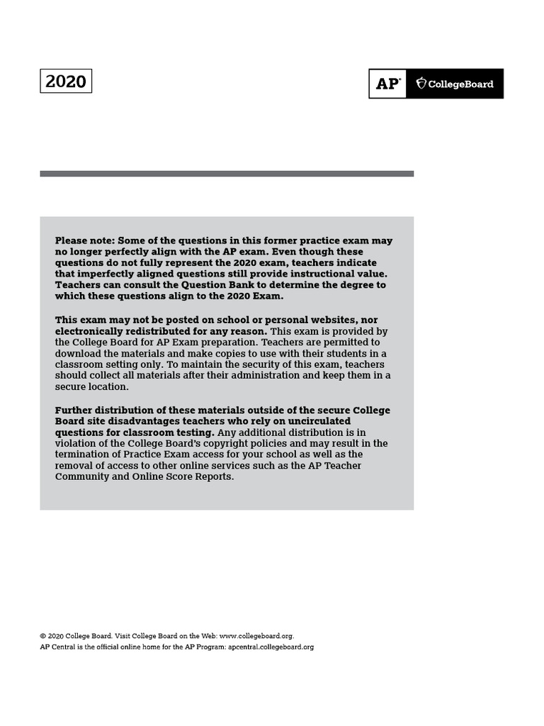 AP US History 2020 | PDF | Multiple Choice | Advanced Placement