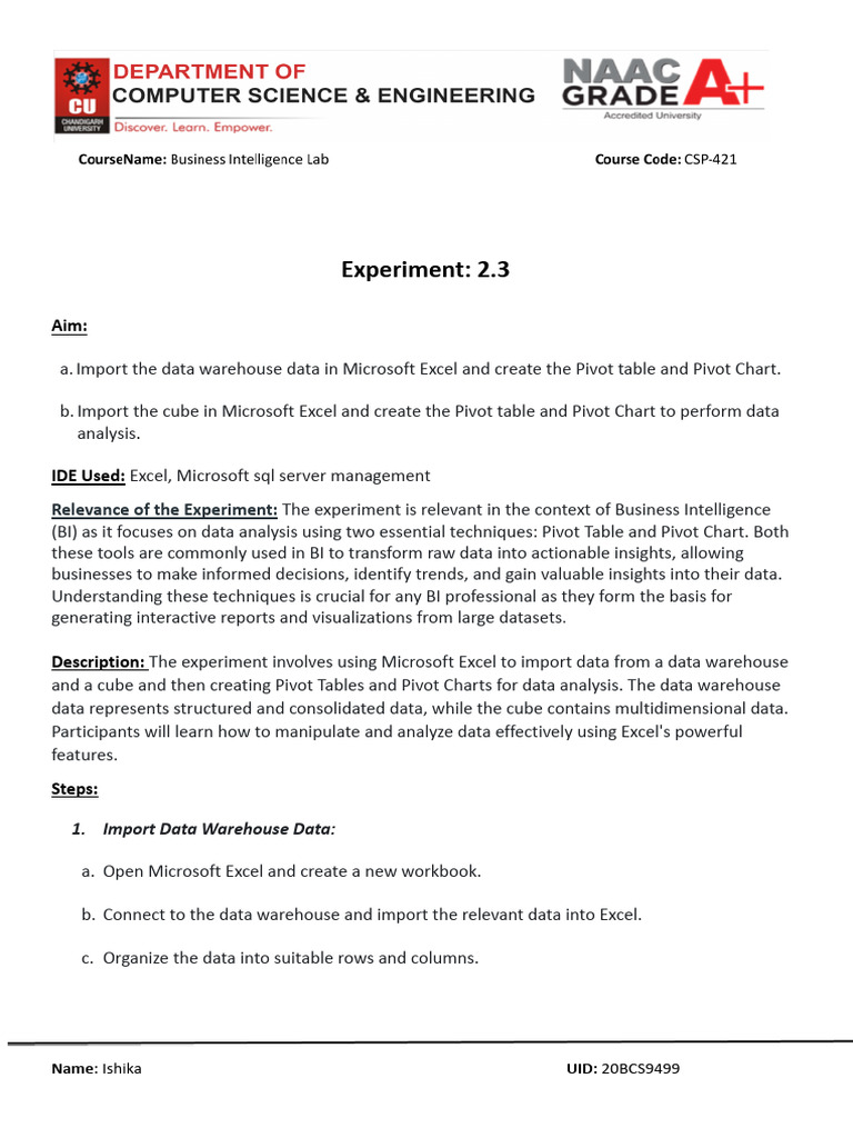 Ishika - BI Lab - Exp 7 | PDF | Microsoft Excel | Data Ishika - BI Lab - Exp 7 | PDF | Microsoft Excel | Data