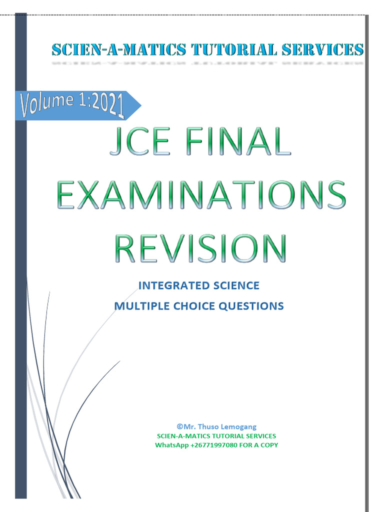 JCE Form 3 Integrated Science Multiple Choice Questions | PDF | Water ...