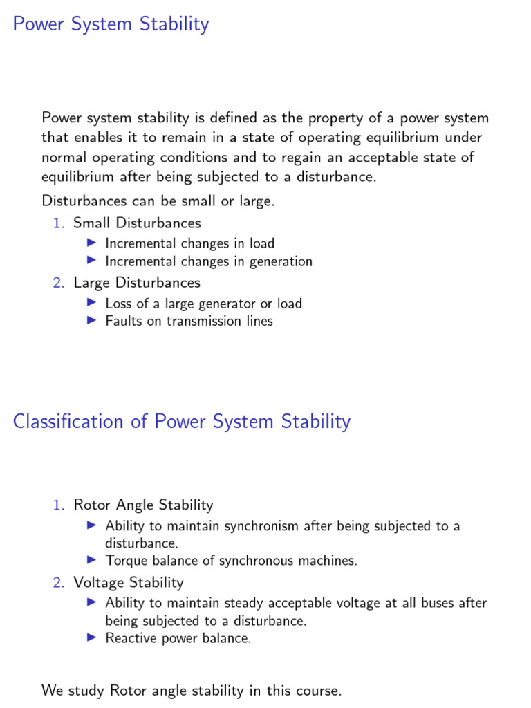 Power System Stability | PDF | Torque | Mechanics