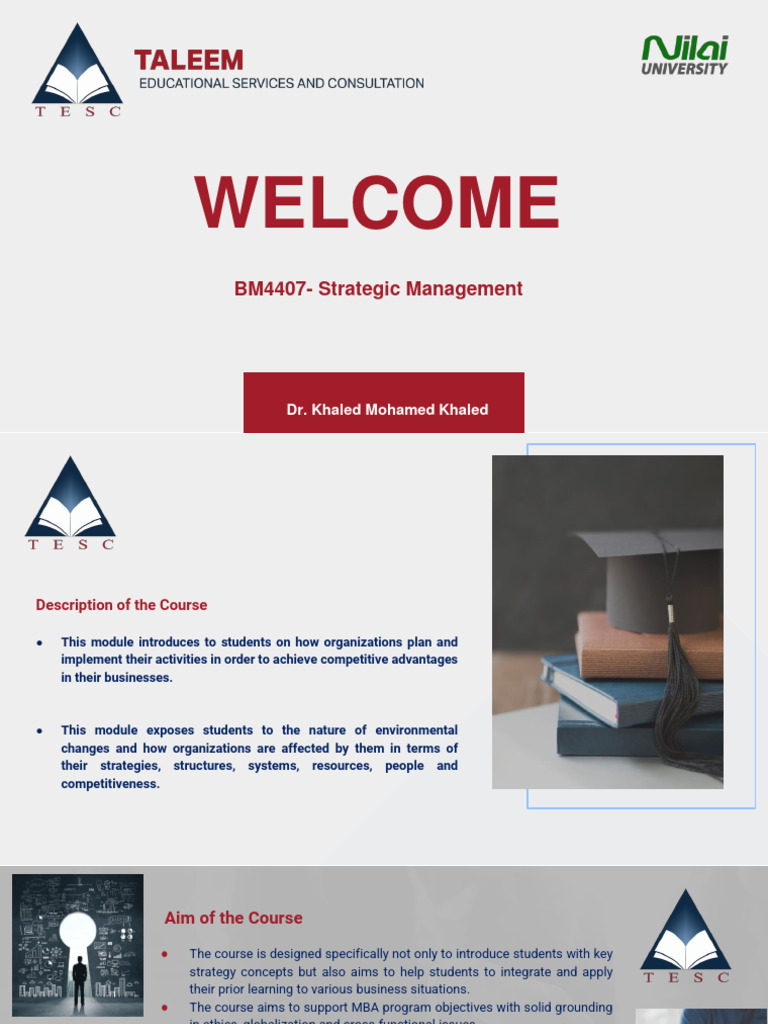 Topic 1 Overview Of The Course Pdf Strategic Management