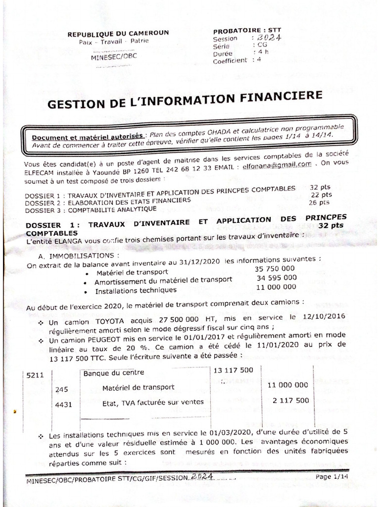 Probatoire STT GIF 2024 | PDF
