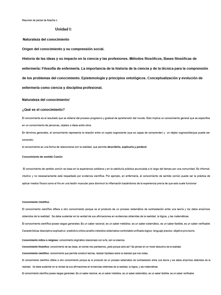Filosofía y Conocimiento en Enfermería | PDF | Conocimiento | Enfermería