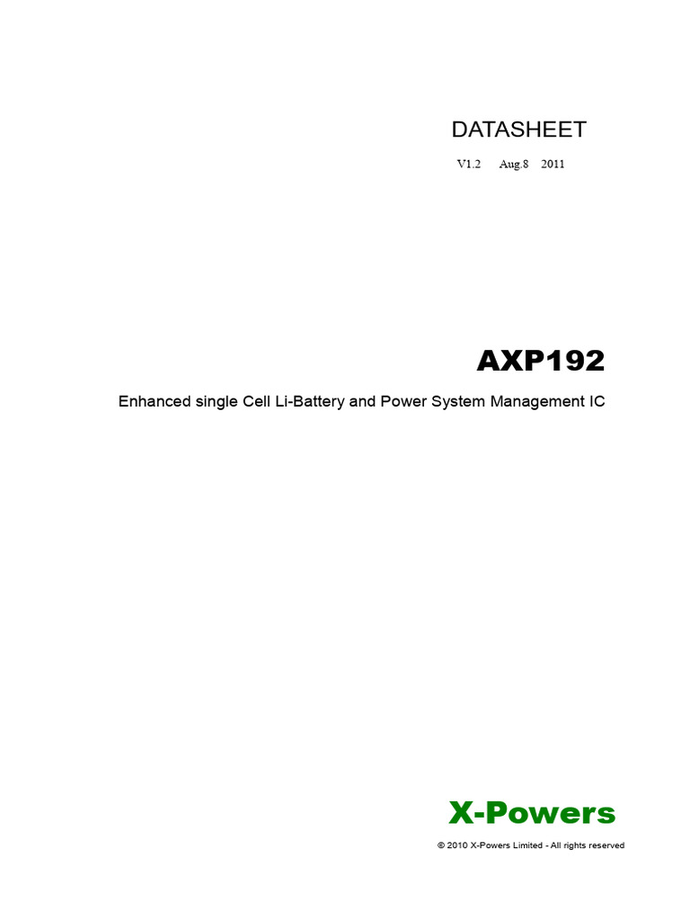 AXP192 Datasheet v1.13 - Cn. | PDF