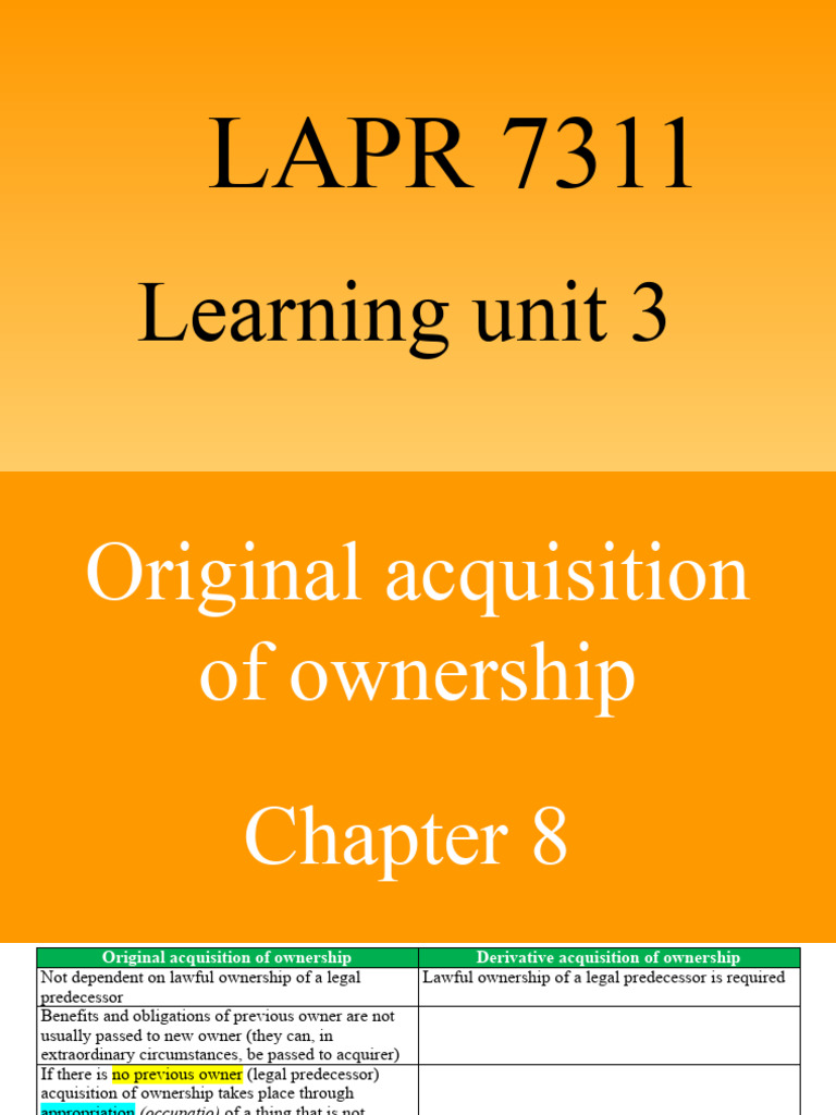 LAPR 7311 - Learning Unit 3 2024 | PDF | Legal Remedy | Ownership