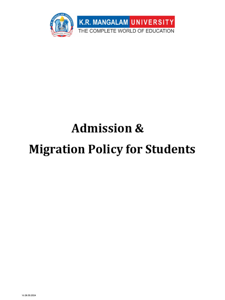 Admission and Migration Policy 2024 25 | PDF | University And College ...