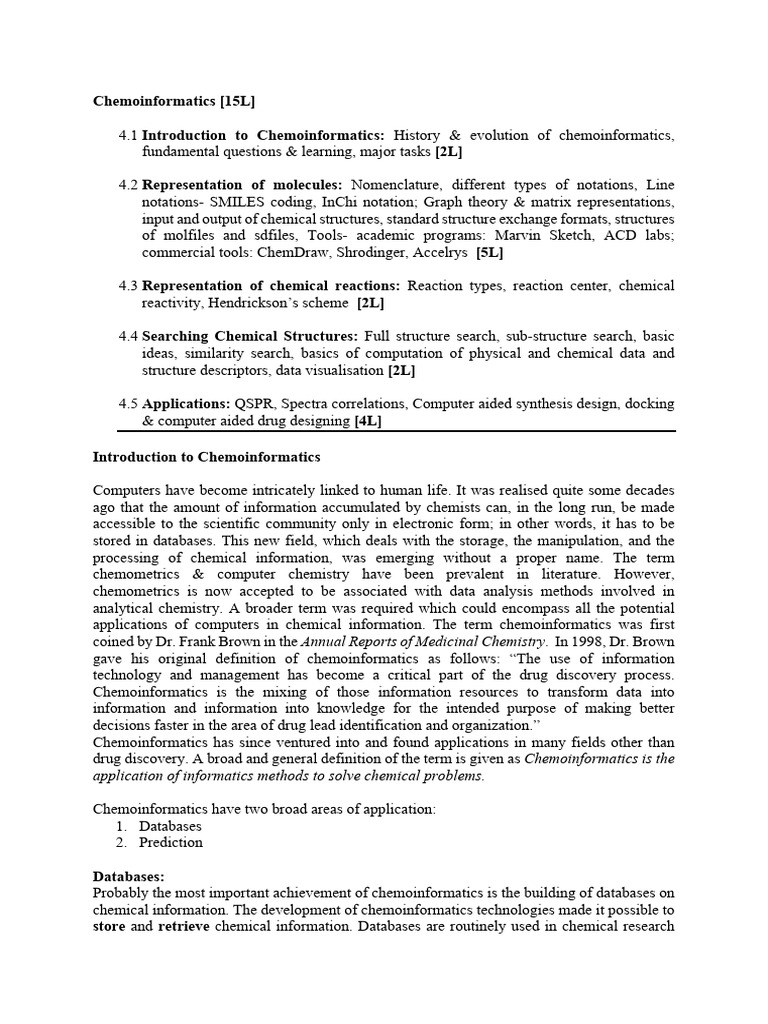 Chemoinformatics 23-24 | PDF | Matrix (Mathematics) | Chemical Reactions
