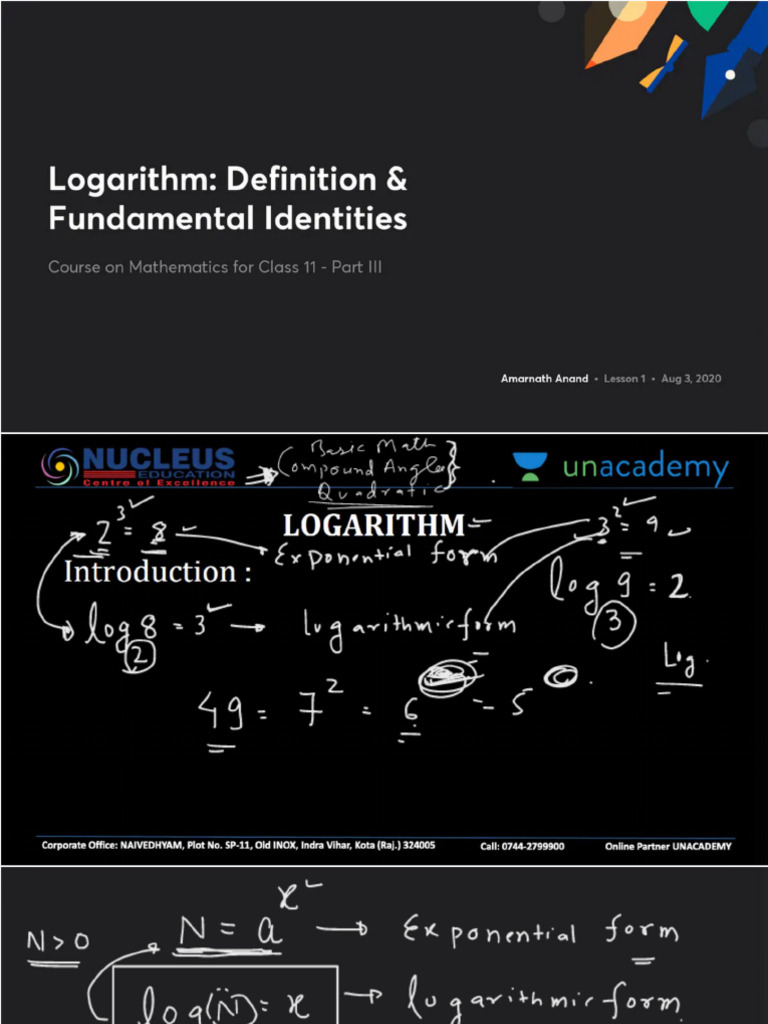 Logarithm Definition Fundamenta With Anno 1691668608553 | PDF