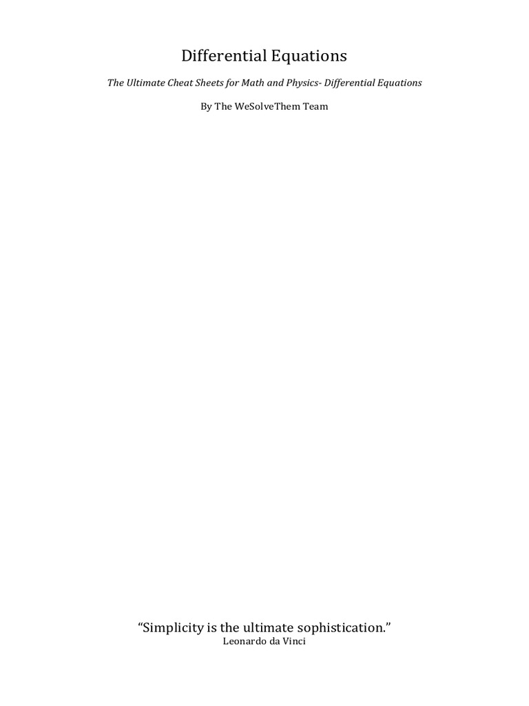 The Ultimate Cheat Sheets For Math and Physics Differential Equations ...