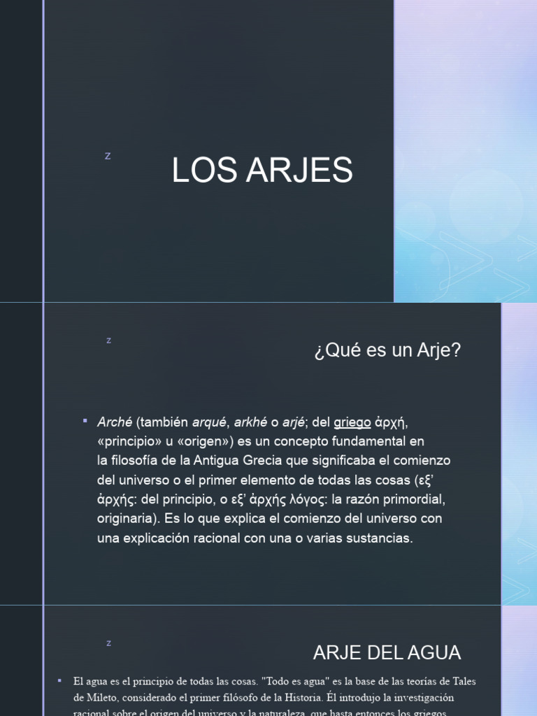 Los Arjes | PDF | Metafísica | Filosofía griega antigua