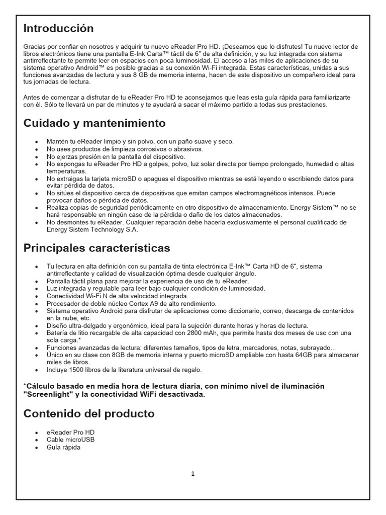 Manual Ereader | PDF | USB | E Reader