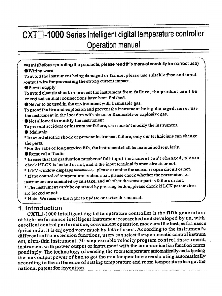 CXTE 1000 Temperature Controller Manual | PDF