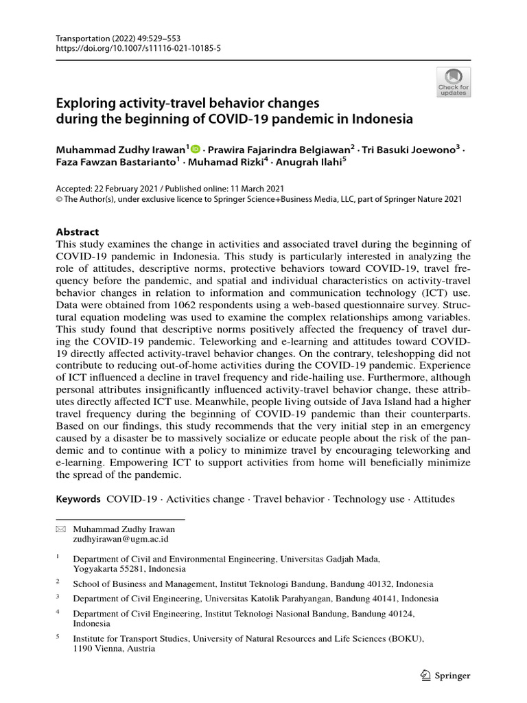 Exploring Activity Travel Behavior Changes During The Beginning of ...
