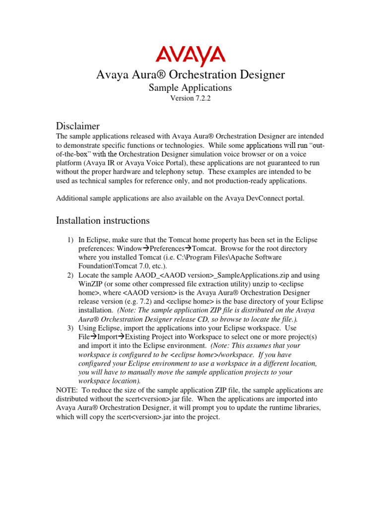 AOD SampleApplications Installation | PDF | Eclipse (Software) | Zip (File Format)