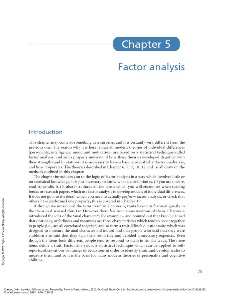 Individual Differences and Personality - (5 Factor Analysis) | PDF ...