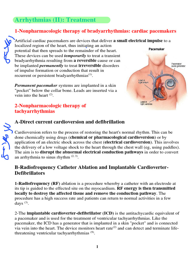 Arrhythmia Treatment: Pacemakers & Drugs | PDF | Artificial Cardiac Pacemaker | Medical Specialties