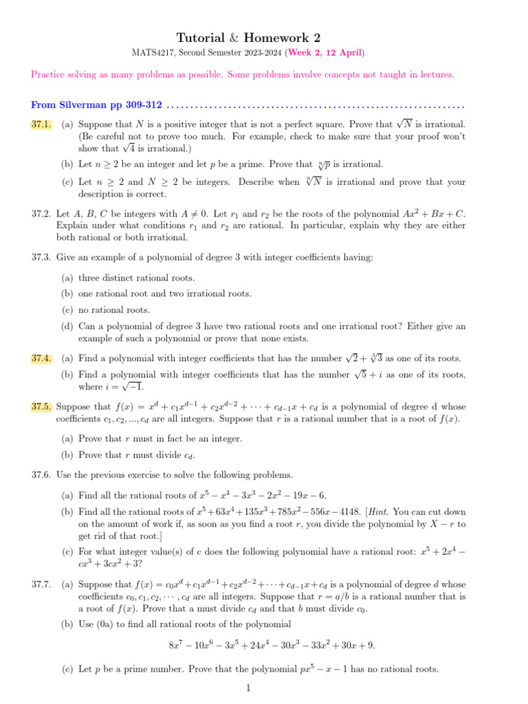 MATS_4217_tutorial_2 | PDF | Discrete Mathematics | Numbers