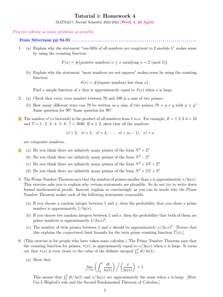 MATS 4217 Tutorial 4 | Download Free PDF | Prime Number | Mathematical Logic