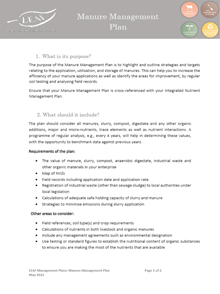 Manure Management Plan | Download Free PDF | Manure | Compost