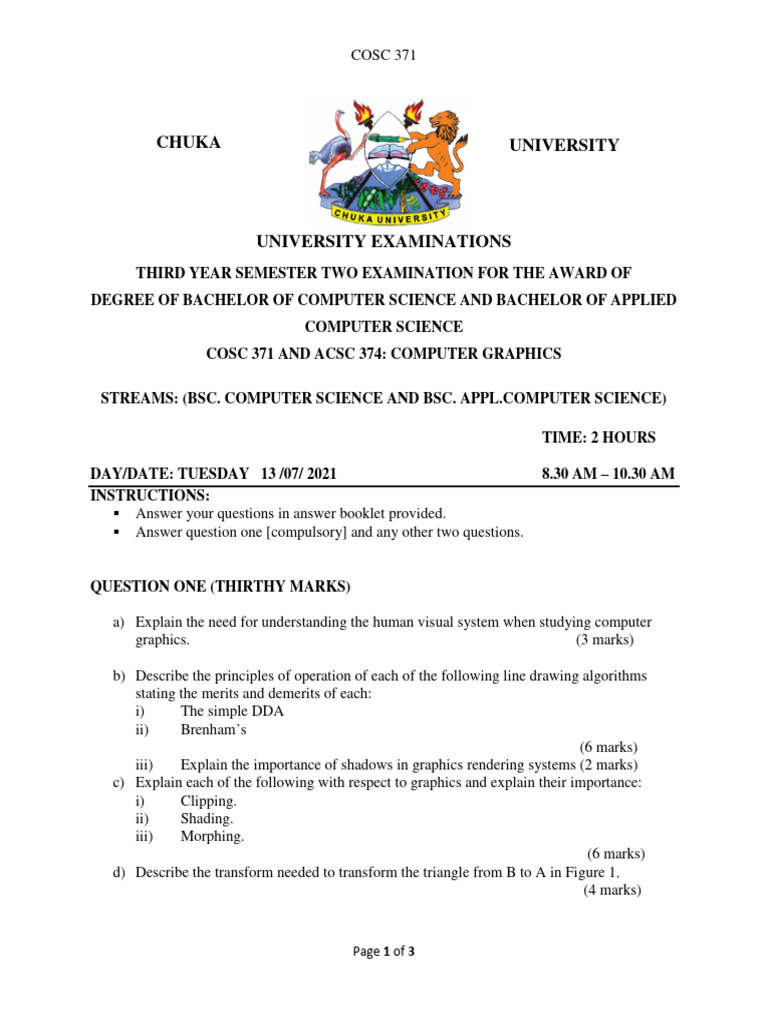COSC 371 | PDF | Computer Graphics | Rendering (Computer Graphics)