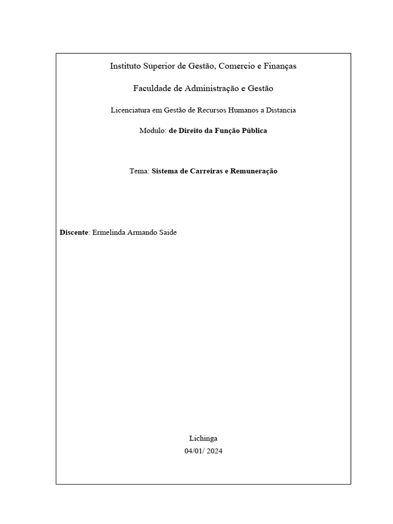 Ermelibda Trabalho Isgecof | PDF | Salário | Administração pública