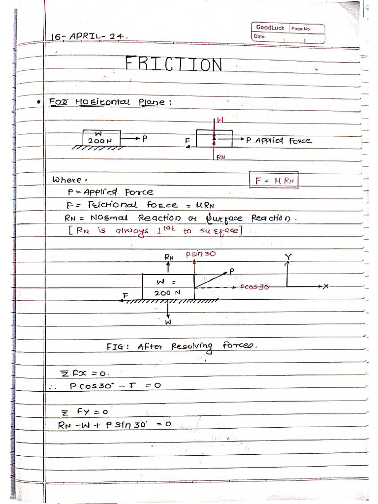 Friction Notes | PDF