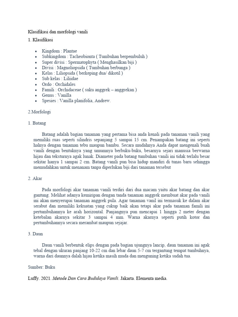 Klasifikasi Dan Morfologi Vanili | PDF | Kesehatan Holistik | Sains & Matematika