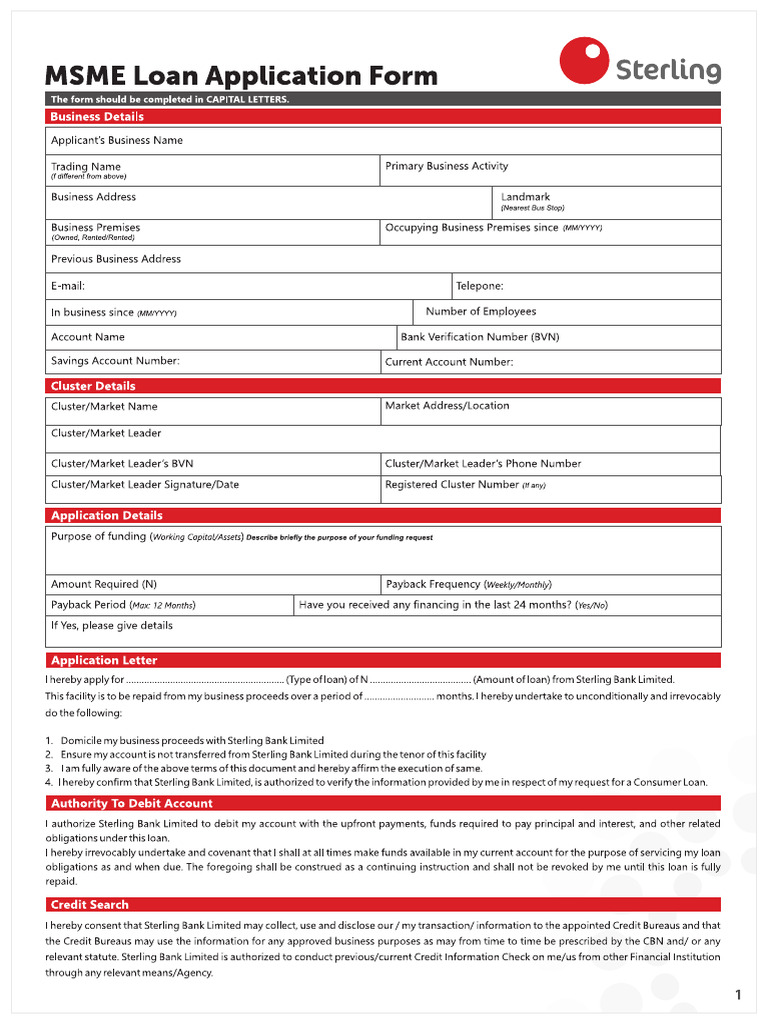 Updated MSME Loan Form | PDF