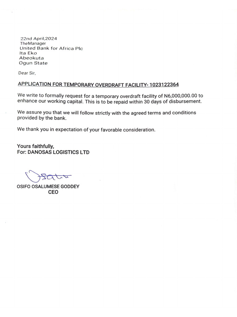 Overdraft Form | PDF Overdraft Form | PDF