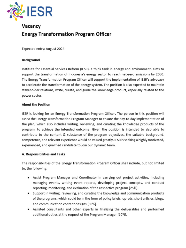 Energy Program Officer Job Opening | PDF | Social Psychology