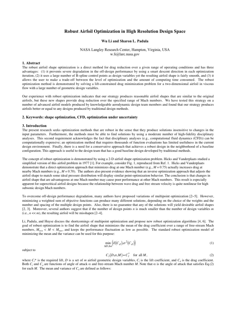 Robust Airfoil Optimization in High Resolution Design Space (2003) - 20030066156 | Download Free ...