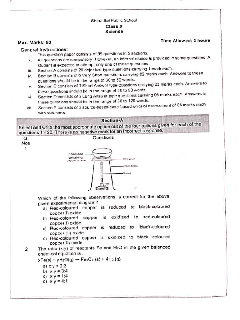 Science Sample Paper | PDF