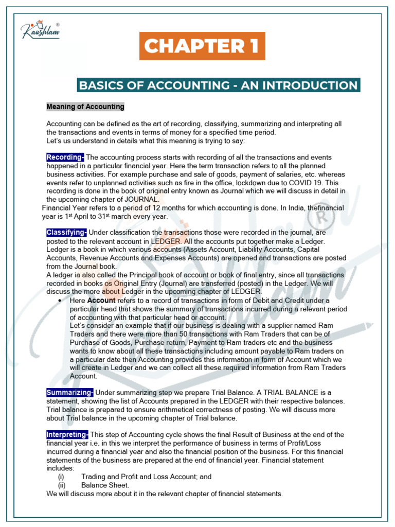Chapter 2 - Introduction To Accounting | PDF | Bookkeeping | Accounting