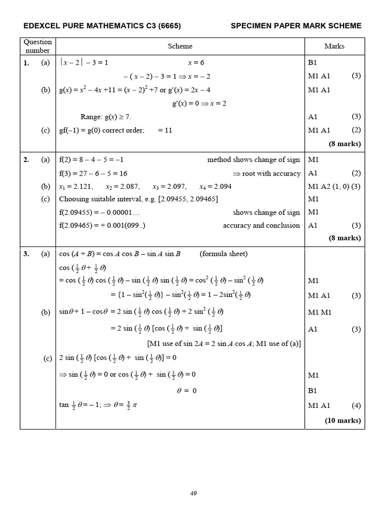 6665 01 Rms 2003 SPECIMEN | PDF | Mathematics | Mathematical Objects