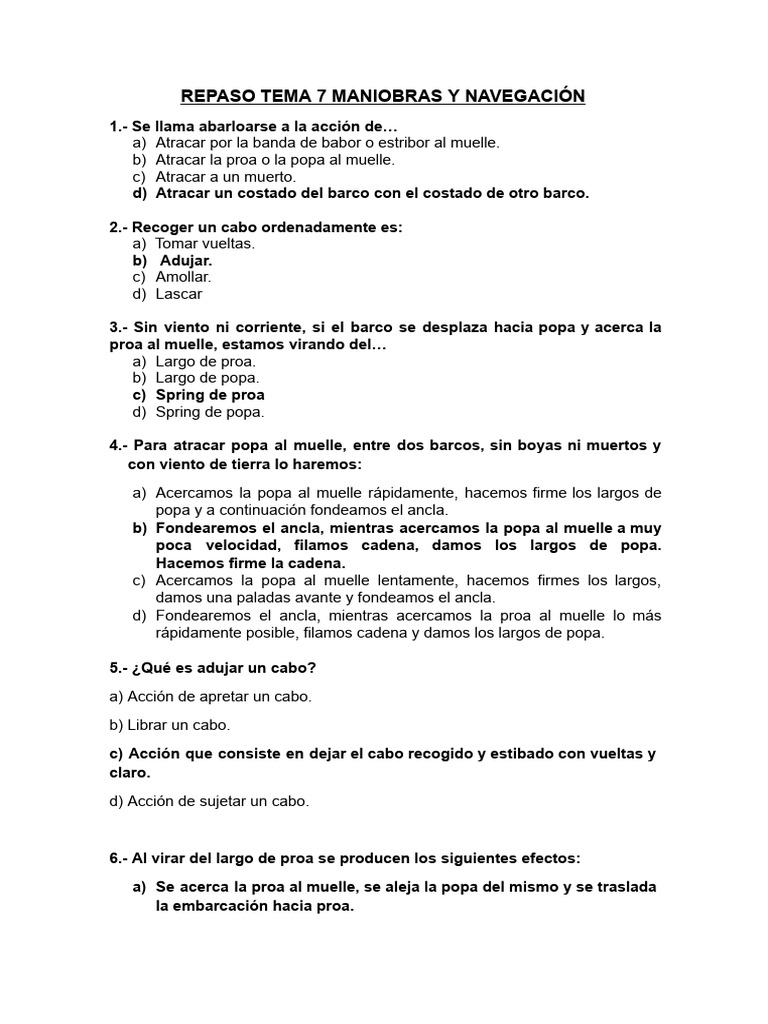 Repaso Tema 7 Sin Respuesta | PDF | Timón | Puerto y estribor