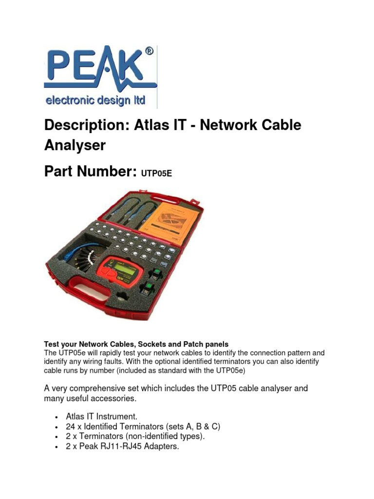 Description: Atlas IT - Network Cable Analyser Part Number:: UTP05E ...