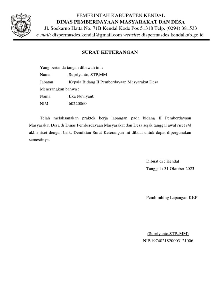 Lampiran Surat Keterangan - 114633 | PDF