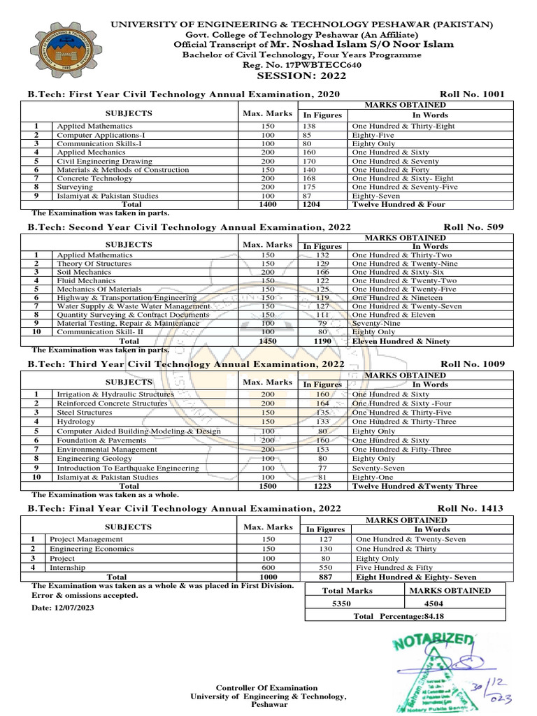 Noterized Transcript For China | Download Free PDF | Engineering ...