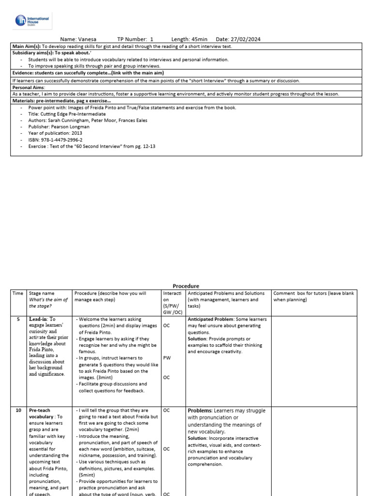 Pre-Intermediate Reading Skills | PDF | Word | Stress (Linguistics)