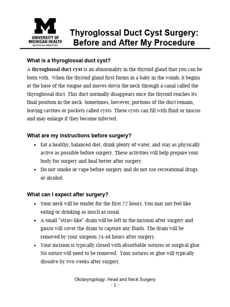 Thyroglossal Duct Cyst Surgery Before and After My Procedure | PDF | Surgery | Otorhinolaryngology