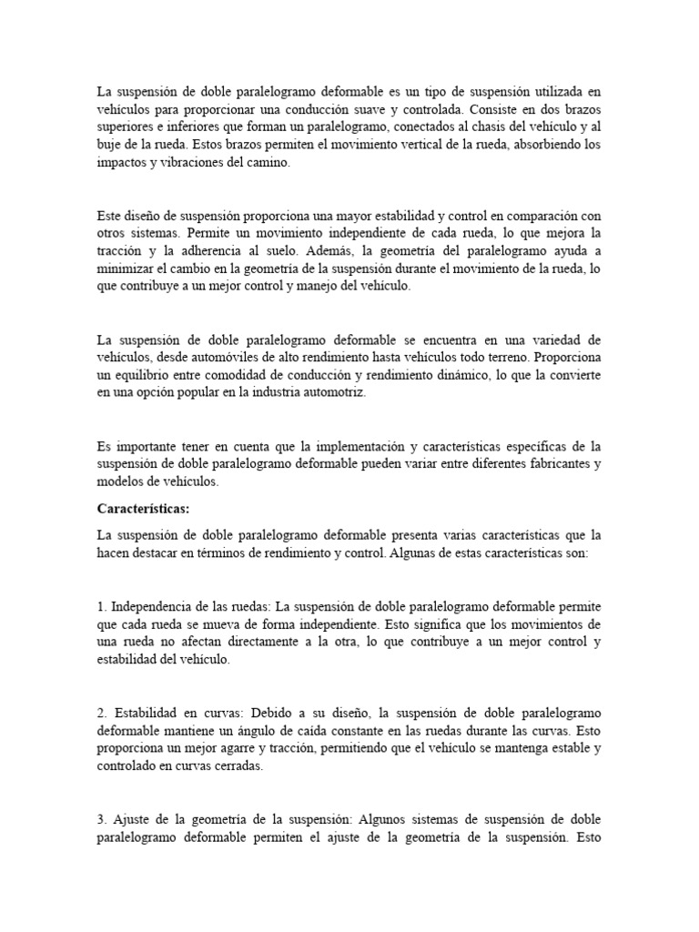 La Suspensión de Doble Paralelogramo Deformable | PDF | Direccion ...