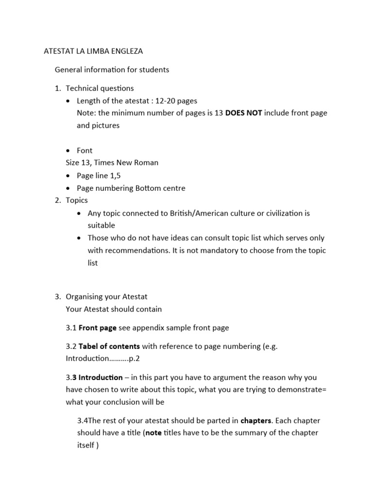 Atestat La Limba Engleza General Informa | PDF | Foreign Language ...