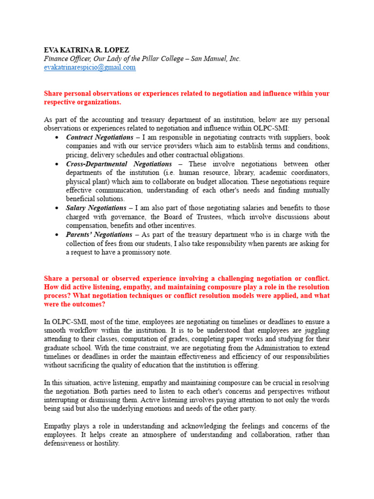 MGT 109 Lopez | PDF | Negotiation | Behavioural Sciences