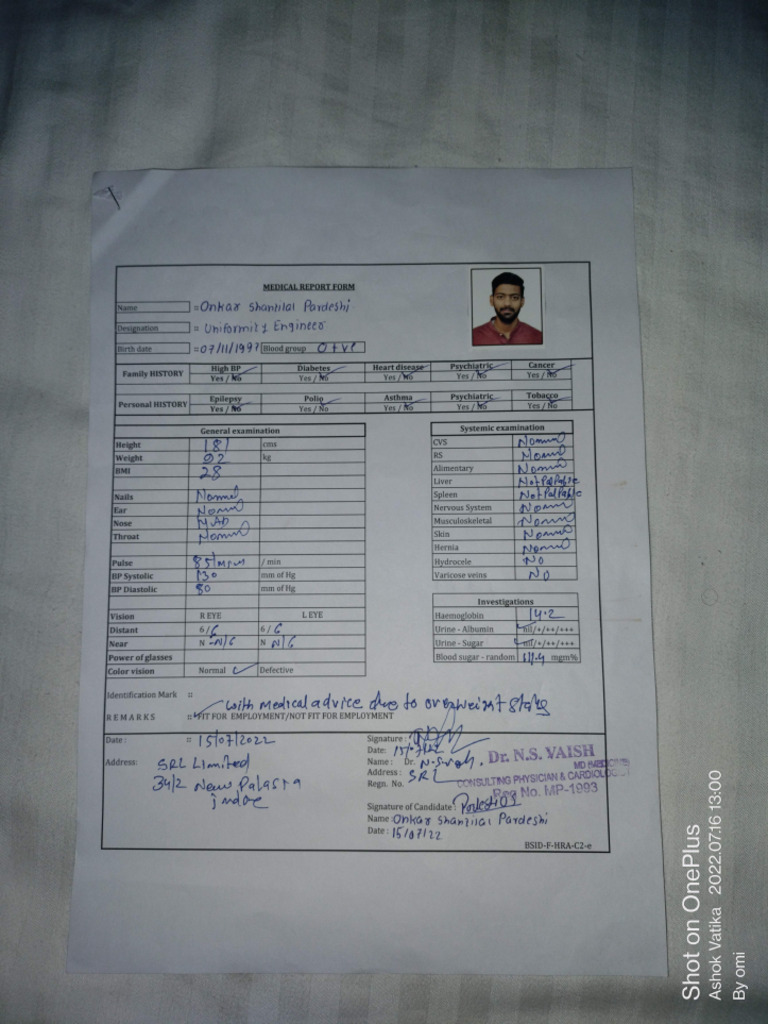 Medical Form | PDF