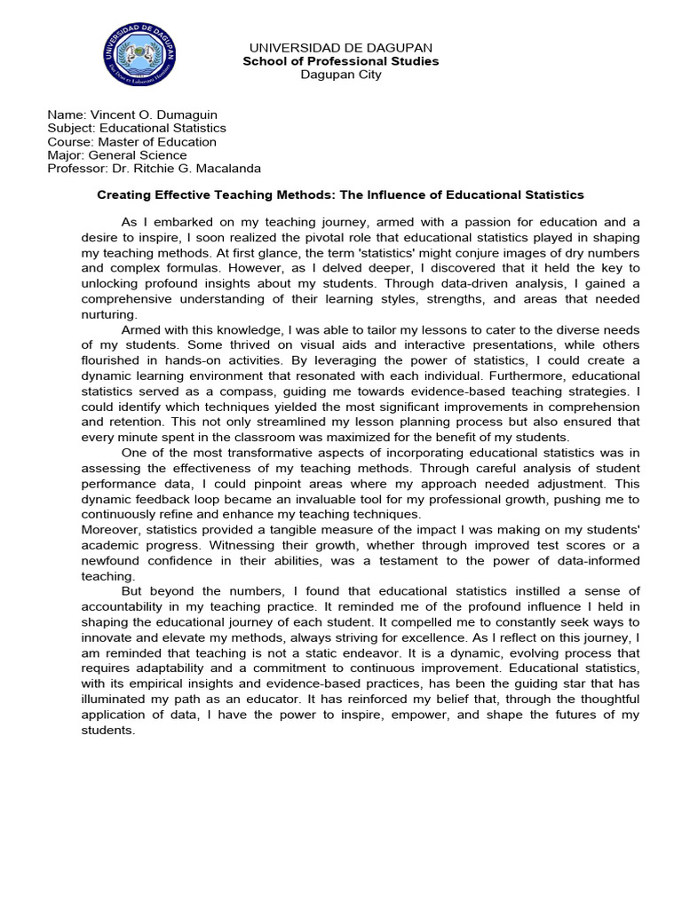 Educational Statistics | PDF | Statistics | Teaching Method