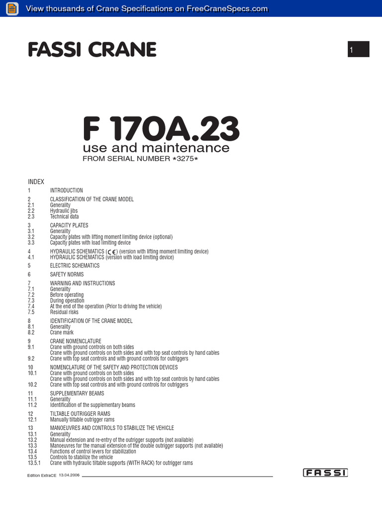 Fassi F170A 23 | PDF | Crane (Machine) | Valve