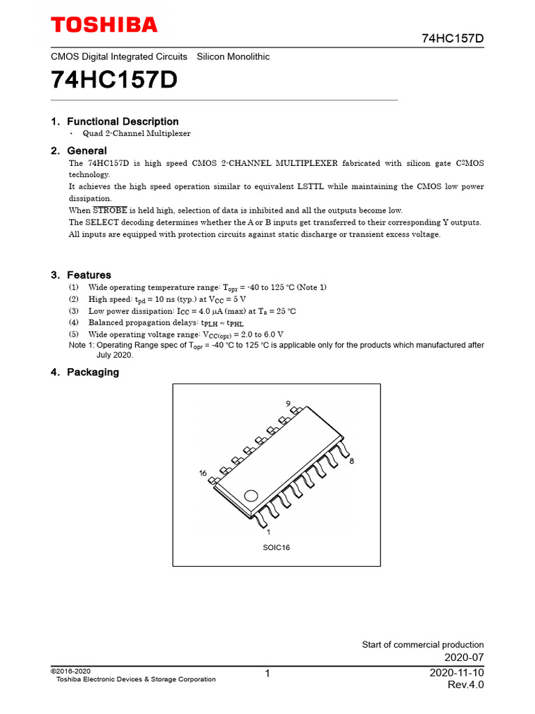 74HC157D Datasheet en 20201110-981111 | PDF | Cmos | Logic Gate
