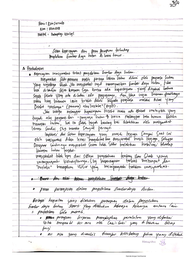 Tugas Antro - Ekologi - Eko Susanto (10202818) | PDF